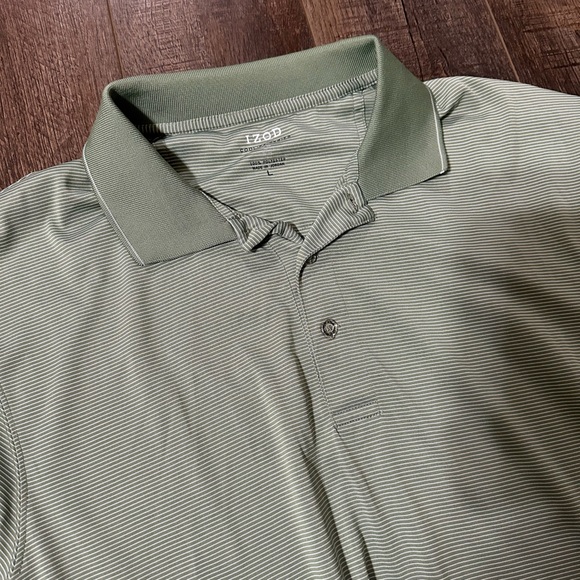 Izod | Shirts | Izod Xfg Cool Fx Series Pin Striped Green Mens Polo Top Golf Shirt Size Large ...